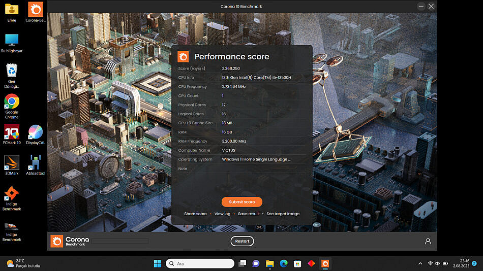 HP Victus 15-FA1008NT 3D Uygulamalar ve Render Motor Performansı ...